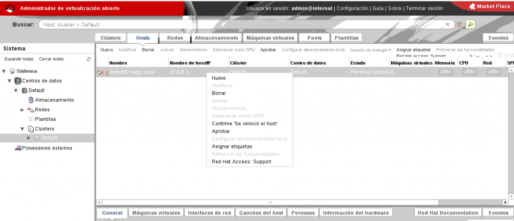 Creando la primera maquina virtual con RHEV